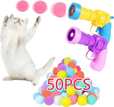 31pcs Cat Ball Toy Launcher Gun Cat Balls Fetch Toy