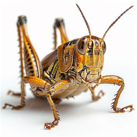 White Background Image Of Grasshopper With Defined Wings Premium Ai Generated Image