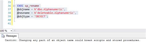 Sp Rename To Change Schema No Column Name