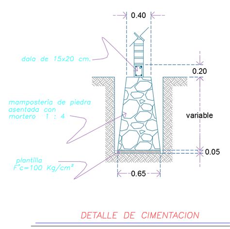 A Detail Drawing Of The Column Cum Foundation Section View