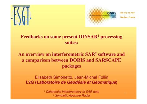 Pdf An Overview On Interferometric Sar Software And A Comparison