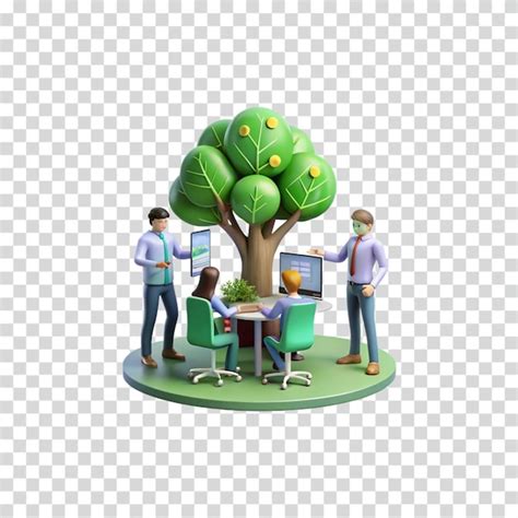 Team Collaboration Under A Tree Sustainable Project Management Premium Ai Generated Psd