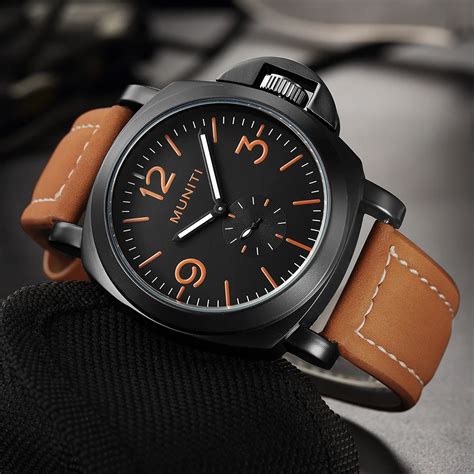 Muniti Men Creative Dial Analog Army Military Sport Watches Leather Waterproof Clock Fashion