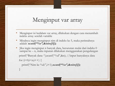 Materi Array 1 Dimensi 2 Dimensi Multidimensi PPT