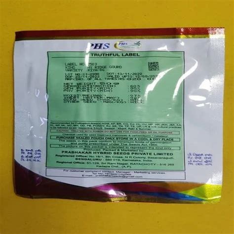 F1 Hybrid Ridge Gourd Seeds Packaging Type Packet Packaging Size