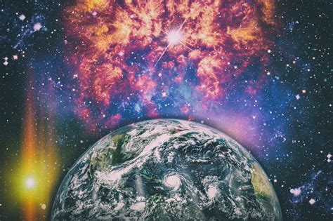 과학 디자인에 대 한 사용 은하계에서 지구 행성 우주에서 지구와 은하 공상 과학 예술 Nasa에 의해 제공이 이미지의 요소