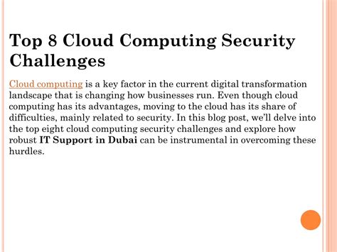 PPT Top 8 Cloud Computing Security Challenges PowerPoint Presentation