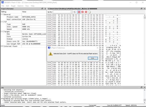selected data does not fit into the selected flash sector nordic qanda