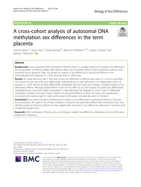 Pdf A Cross Cohort Analysis Of Autosomal Dna Methylation Sex