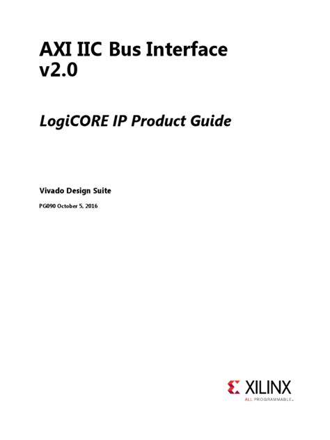 Axi Iic Bus Interface V2 0 Logicore Ip Product Guide Pdf Input