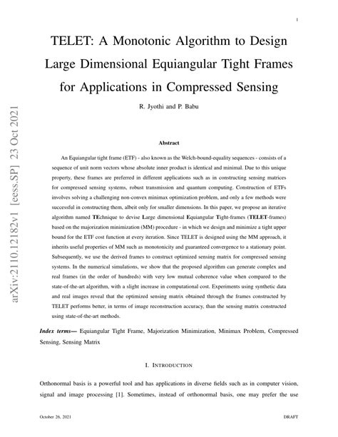 Pdf Telet A Monotonic Algorithm To Design Large Dimensional