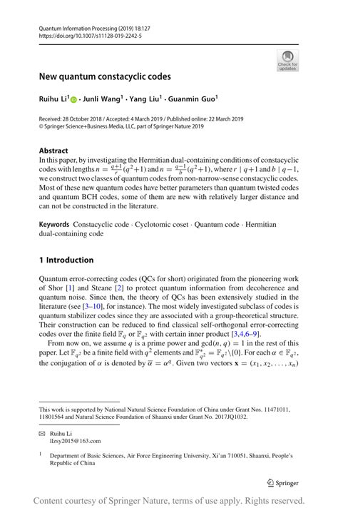 new quantum constacyclic codes request pdf