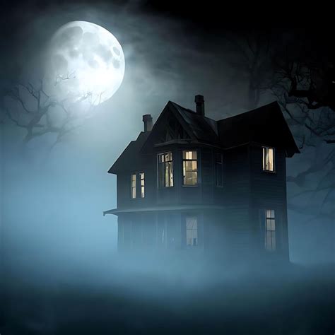 Premium Ai Image Enigmatic Moonlit Horror House Premium Images Download