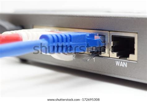 Closeup Router Cables Wan Port Stock Photo Shutterstock