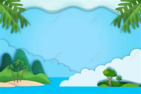 여름 종이 컷 스타일 이미지 Hd 여름 종이 컷 바람 해변 종이 컷 바람 배경 사진 무료 다운로드 Lovepik