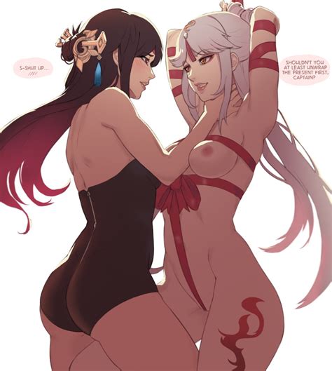 Rule 34 2girls Arms Up Asphyxiation Beidou Genshin Impact Between Labia Black Hair Bloopiest
