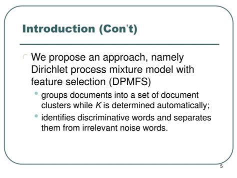 ppt document clustering via dirichlet process mixture model with
