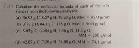 Solved Calculate The Molecular Formula Of Each Of The Chegg Com