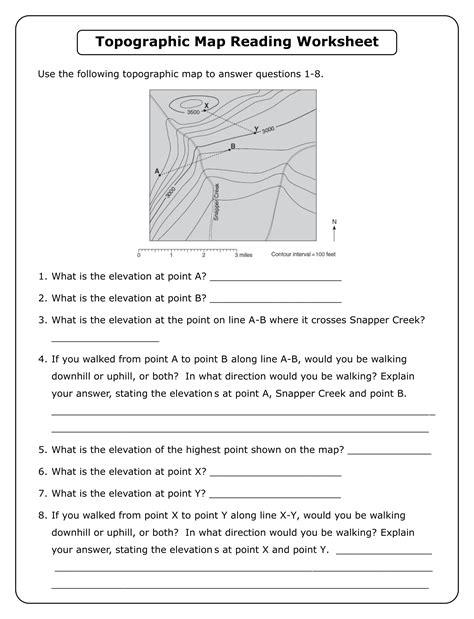 Contour Lines Topographic Map Worksheets