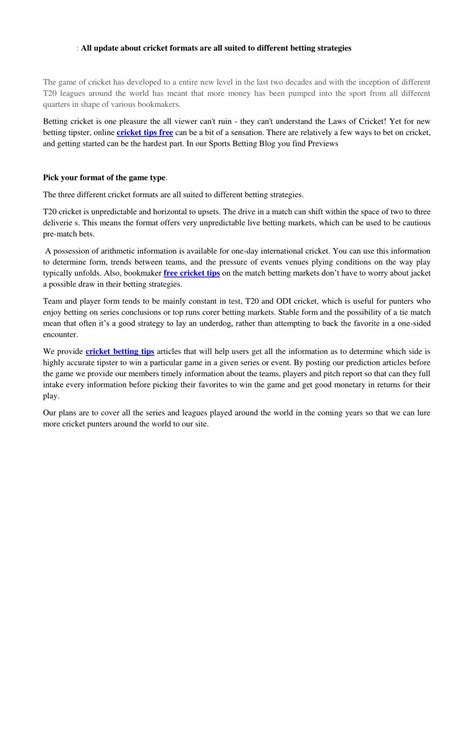 PPT All Update About Cricket Formats Are All Suited To Different