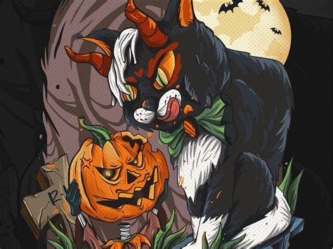 万圣节家有恶猫 happyHalloween 闻磊 站酷ZCOOL