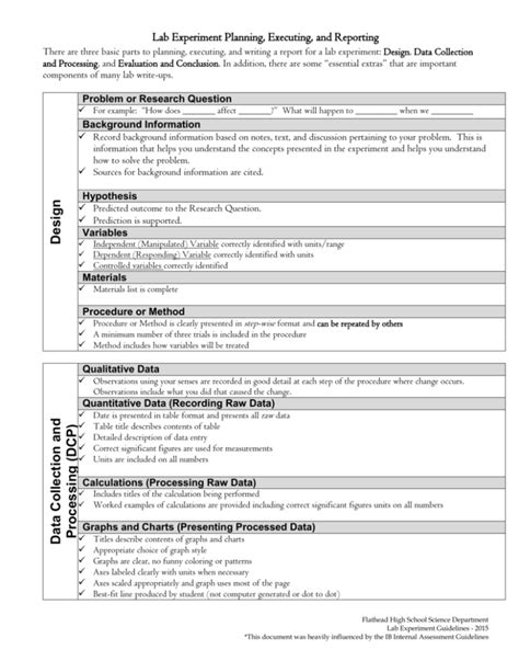 Lab Experiment Guidelines High School Science