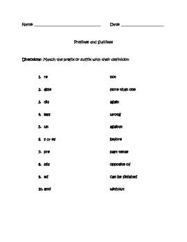 Prefix And Suffix Match By Brainstorming With Brittany TPT