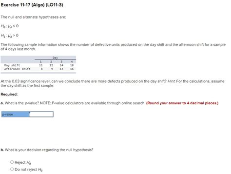 Solved Exercise Algo Lo The Null And Alternate Chegg