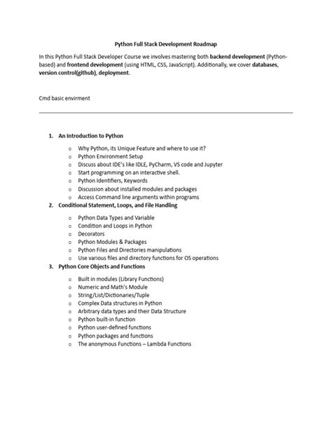 Python Full Stack Development Roadmap Pdf Object Oriented Programming Python Programming