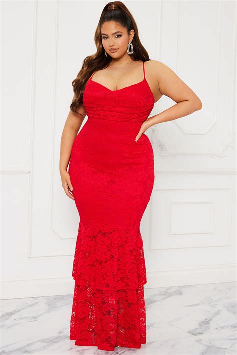 Elegant Lace Maxi Dress Red Fashion Nova