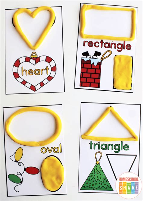 Christmas Shapes Playdough Mats Free Printable Homeschool Share