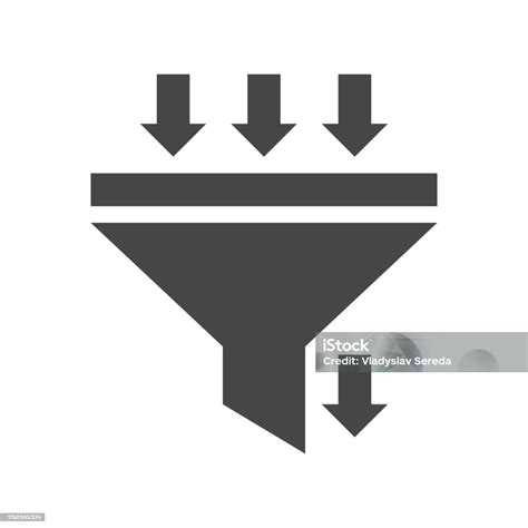 Black Data Filter Flat Data Funnel Icon Isolated On White Background Analytics Info Tunnel