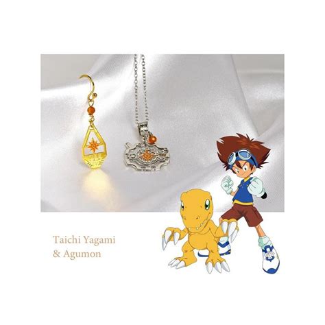 Digimon Adventrue Natural Stone Earring Taichi Yagami And Agumon Model