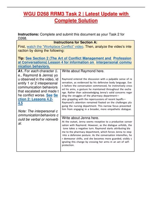 Wgu D268 Rrm3 Task 2 Latest Update With Complete Solution D268 Rrm3 Stuvia Us