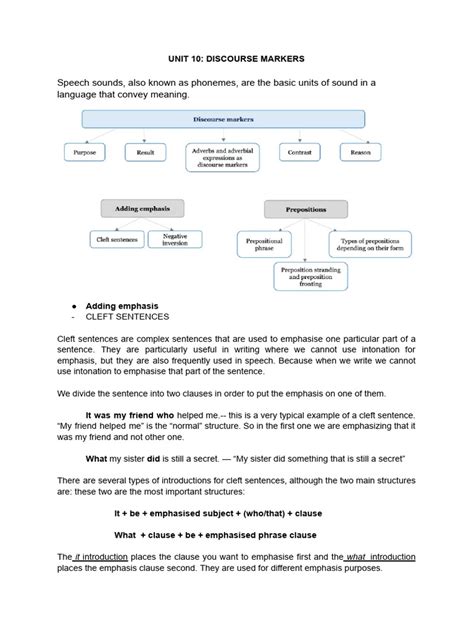UNIT 10- DISCOURSE MARKERS | PDF | Sentence (Linguistics) | Clause