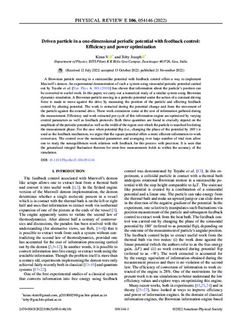 pdf driven particle in a one dimensional periodic potential with