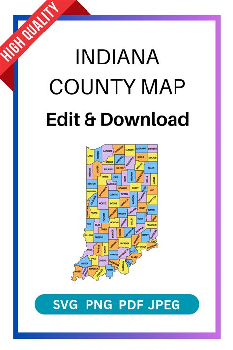 Indiana County Map Editable And Printable State County Maps