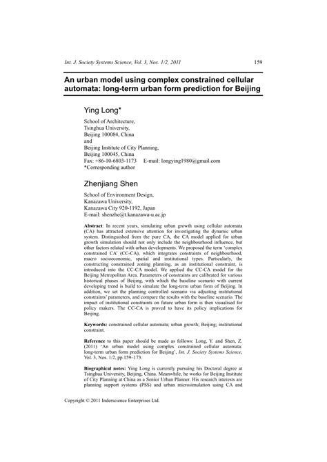 Pdf An Urban Model Using Complex Constrained Cellular Automata Long Term Urban Form