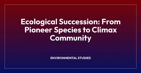 Ecological Succession From Pioneer Species To Climax Community