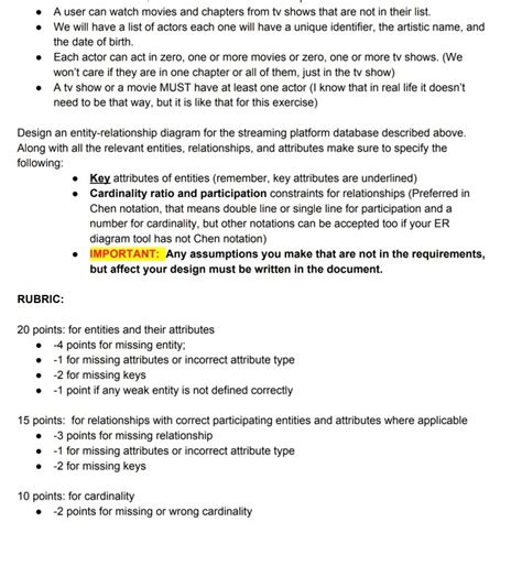 Assignment 1 Entity Relationship Modeling Points 50