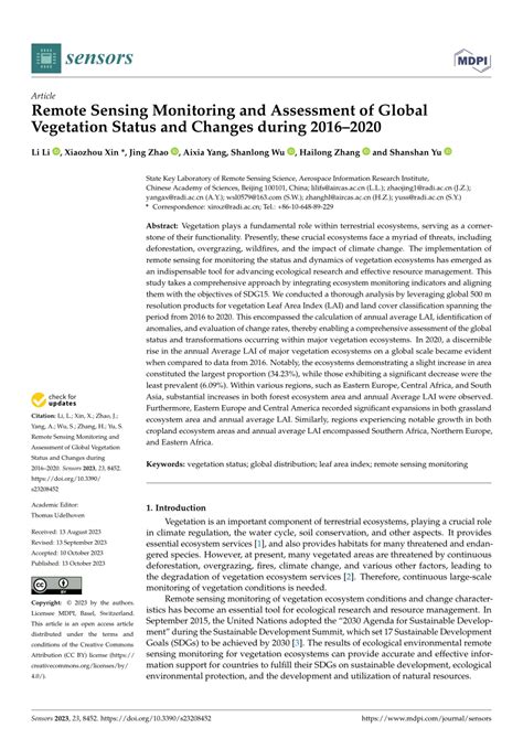 Pdf Remote Sensing Monitoring And Assessment Of Global Vegetation
