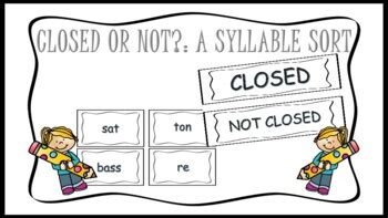 Closed Or Not Syllable Sort By The Rosey Bookworm TpT