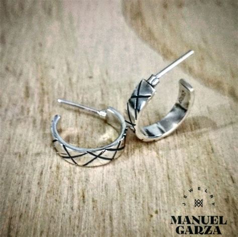 Contemporary Sterling Silver Small Hoop Earrings With Oxidize Texture