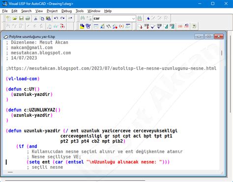 Mesut AKCAN Lisp AutoLisp VisualLisp Nedir