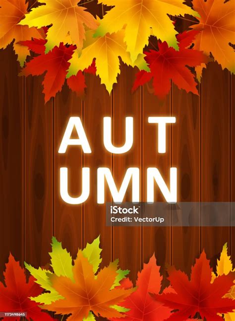 가을 배경 템플릿 나무 보드에 나뭇잎의 떨어지는 무리 쇼핑 판매 또는 쇼핑 할인 프로모션 엽서 및 초대 카드에 대한 계절 포스터