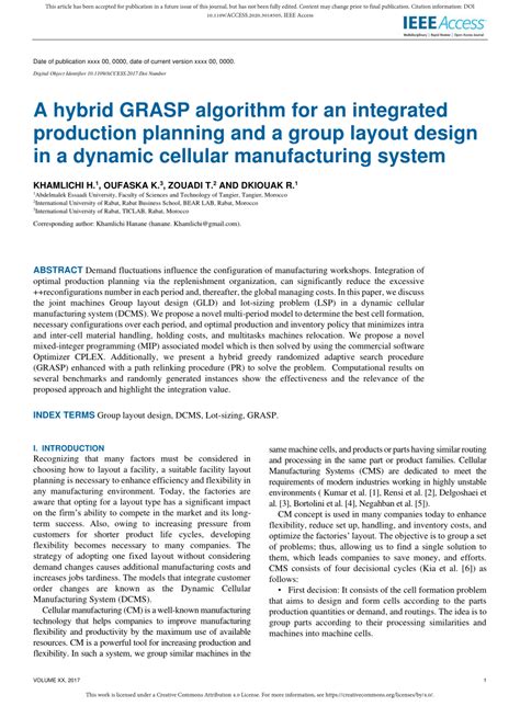 pdf a hybrid grasp algorithm for an integrated production planning
