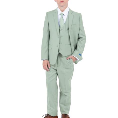 Perry Ellis Matching Sets Solid Sage Notch Lapel 5 Piece Perry