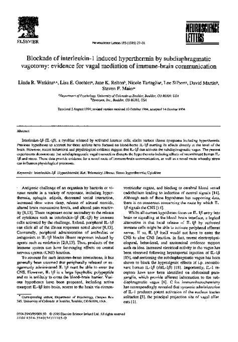Pdf Blockade Of Interleukin 1 Induced Hyperthermia By