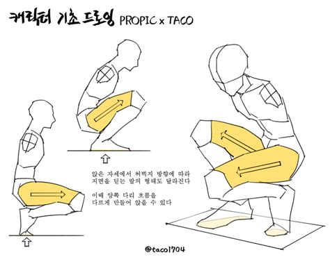 「앉은 자세에서 허벅지 방향에 따라 지면을 딛는 발의 형태도 달라진다 」 타코작가の漫画