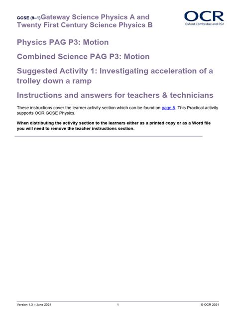 Pag Activity Physics Motion Suggestion 1 Pdf Equations Force